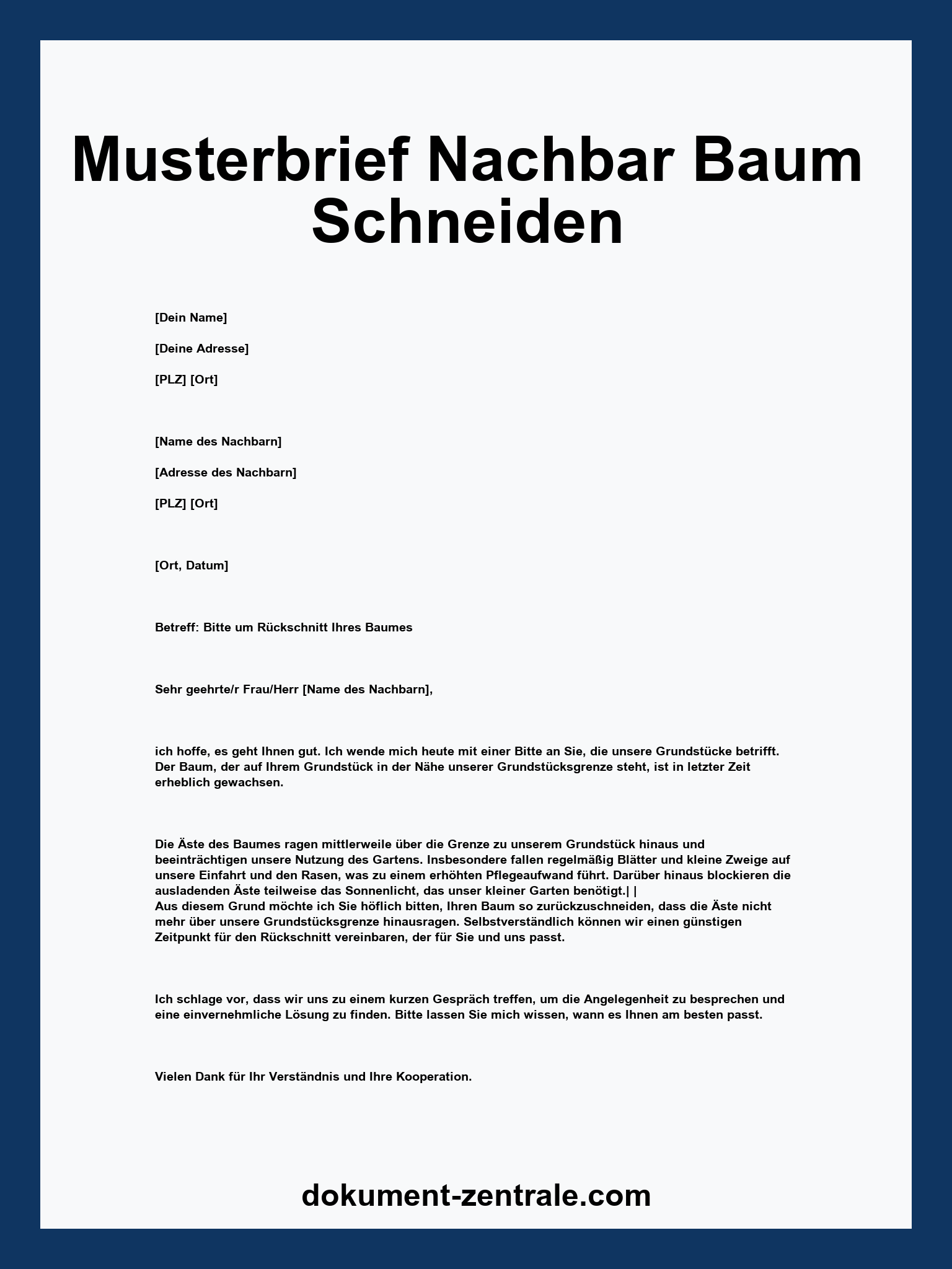 Musterbrief Nachbar Baum Schneiden